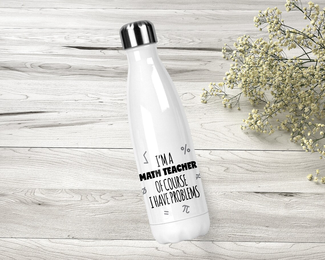 I'm A Math Teacher Stainless Steel Water Bottle Teacher - Etsy