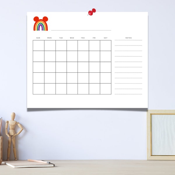 Mickey Mouse Printable Calendar - Etsy