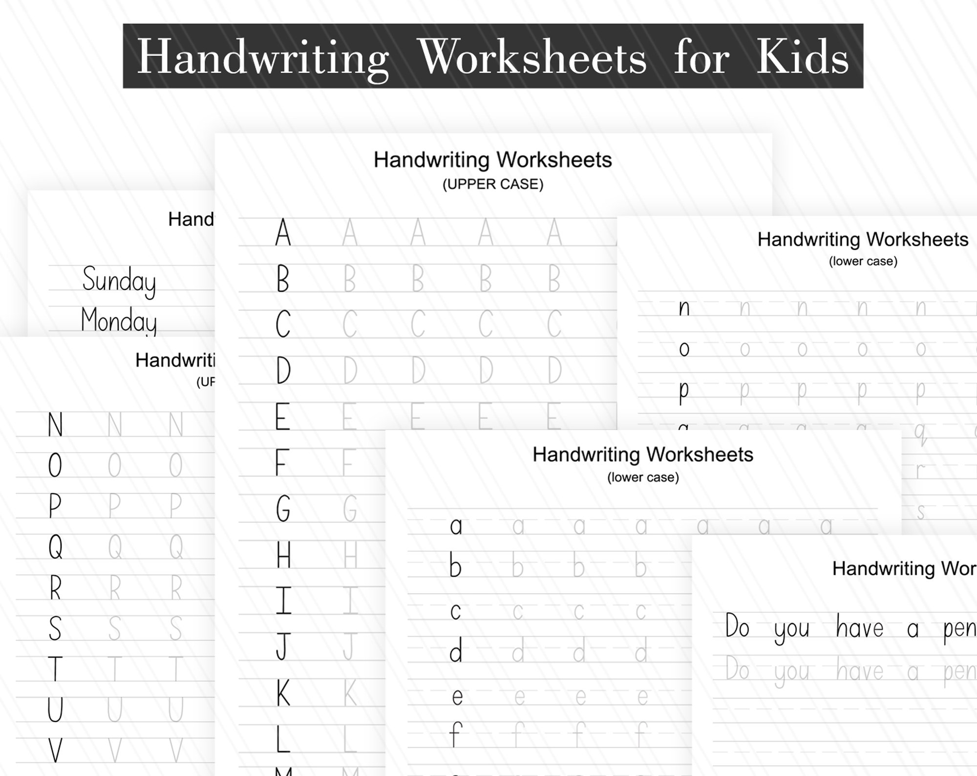 Calligraphy and Handwriting Worksheets Bundle, Hand Lettering Practice ...