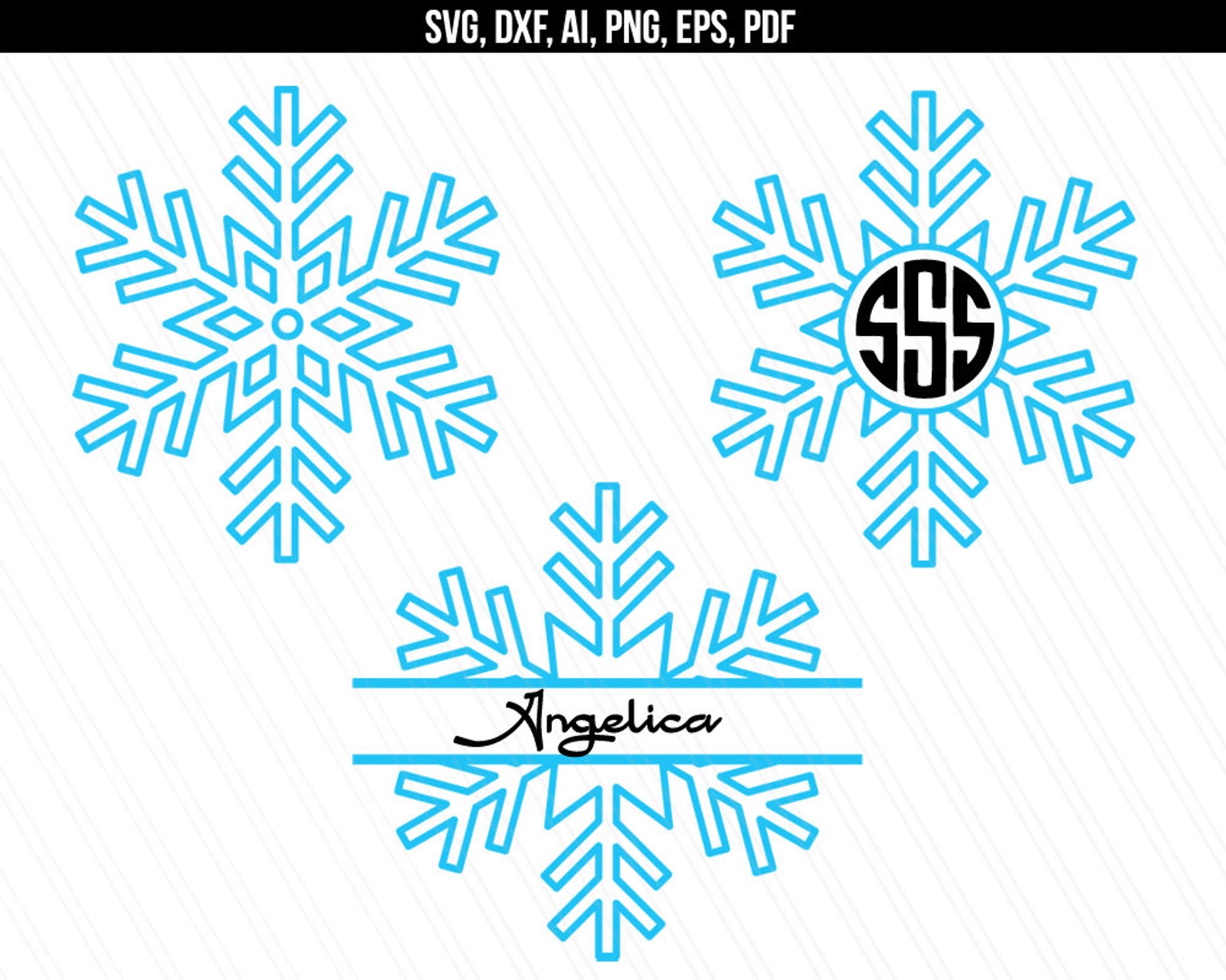 Snowflake Svg Snowflake Monogram Svg Snowflake Clipart - Etsy