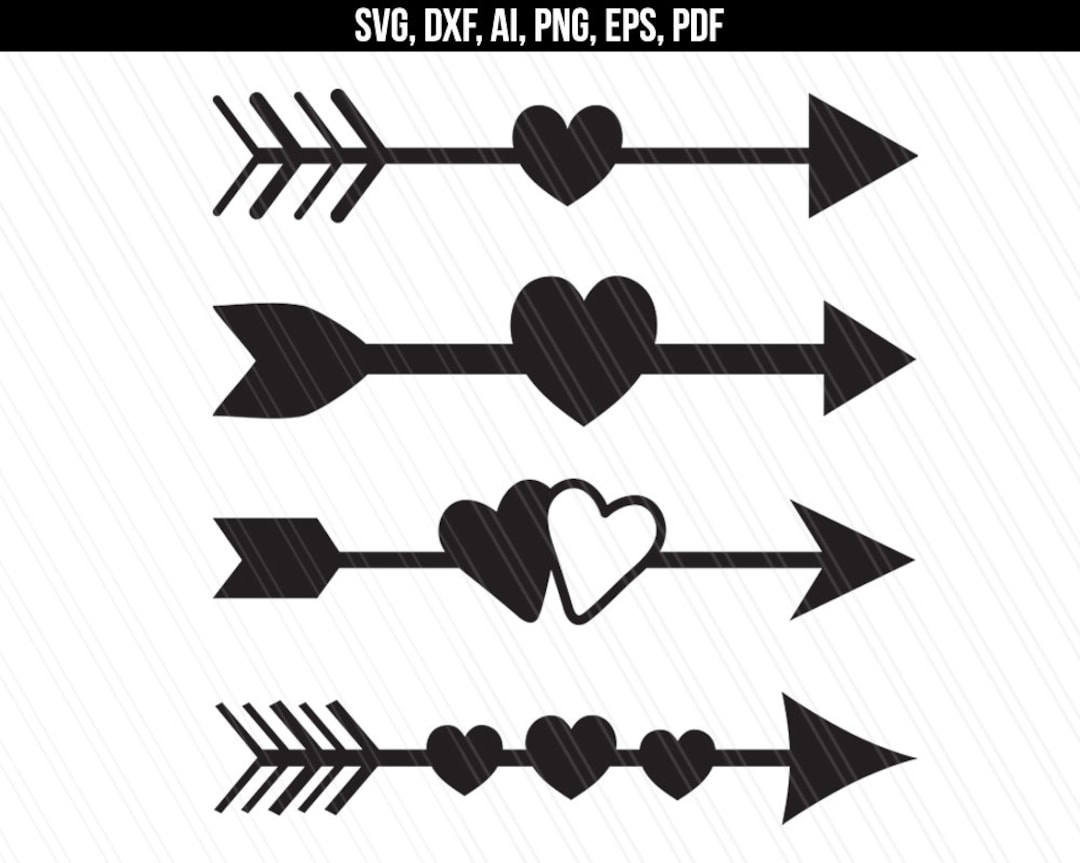 Arrow With Heart Svg, Arrow Svg Dxf Cut Files, Arrows With Hearts Svg ...