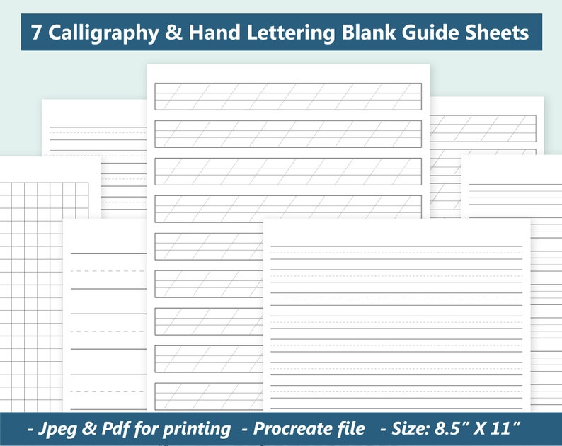 Calligraphy and Handwriting Worksheets Bundle Hand Lettering - Etsy
