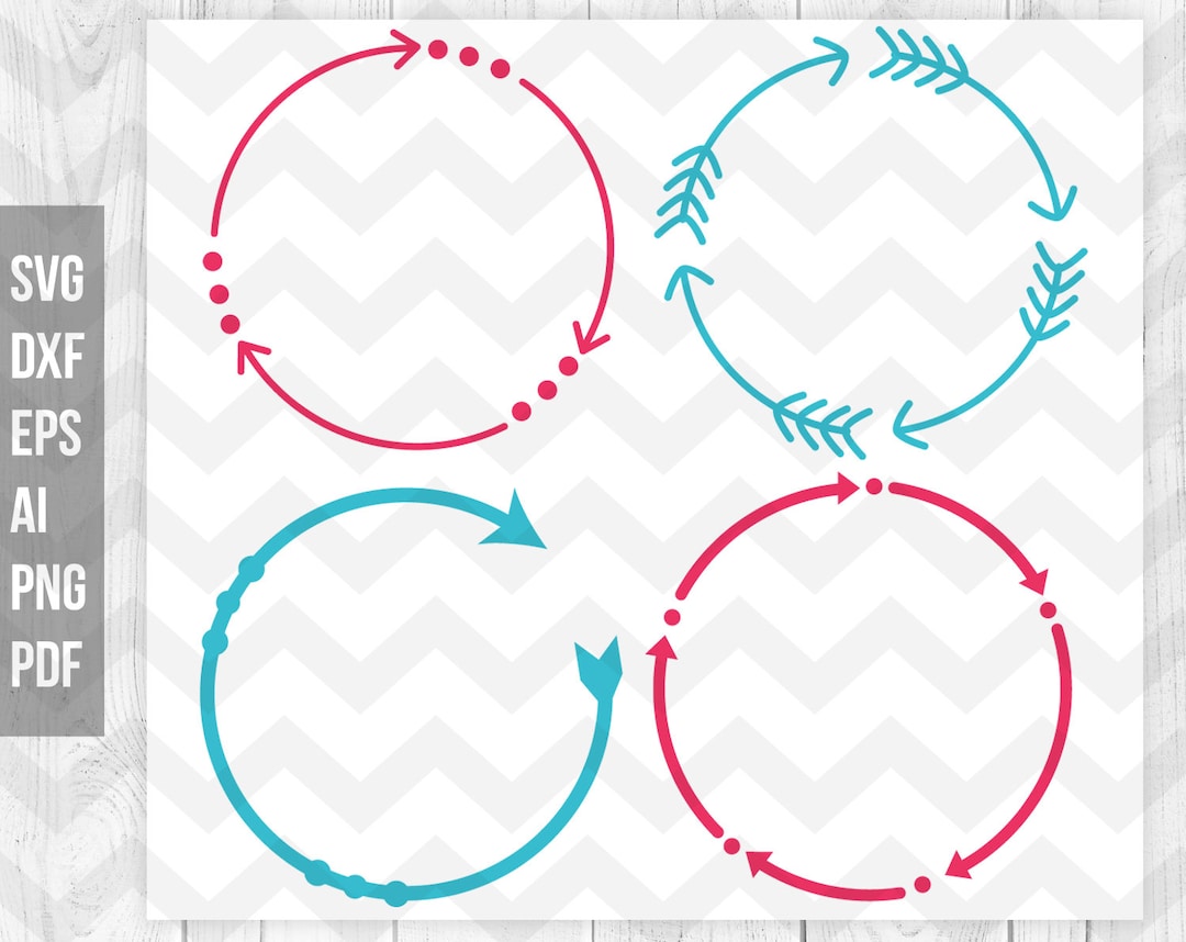 Circular Arrow Monogram Frames Svg Cutting Files, Screen Printing ...
