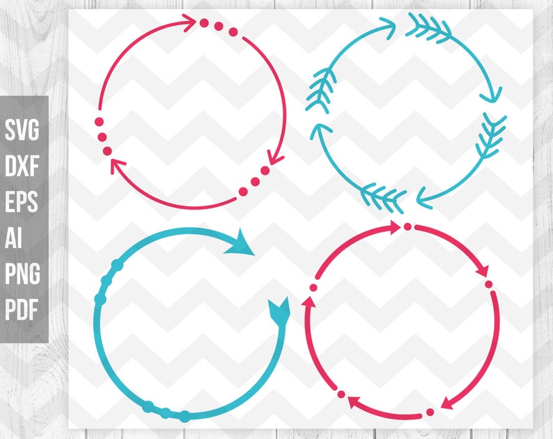Circular Arrow Monogram Frames Svg Cutting Files Screen - Etsy