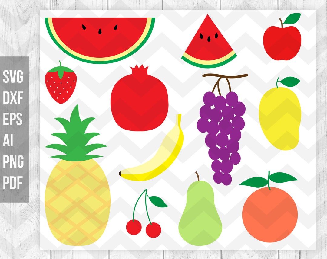 Fruits SVG Cut Files, Fruits DXF, Fruits Clipart , Apple Banana ...