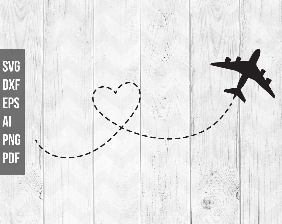 Airplane SVG Flying Airplane Svg Plane Heart Route Svg - Etsy