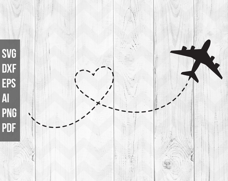 Airplane SVG Flying Airplane Svg Plane Heart Route Svg - Etsy