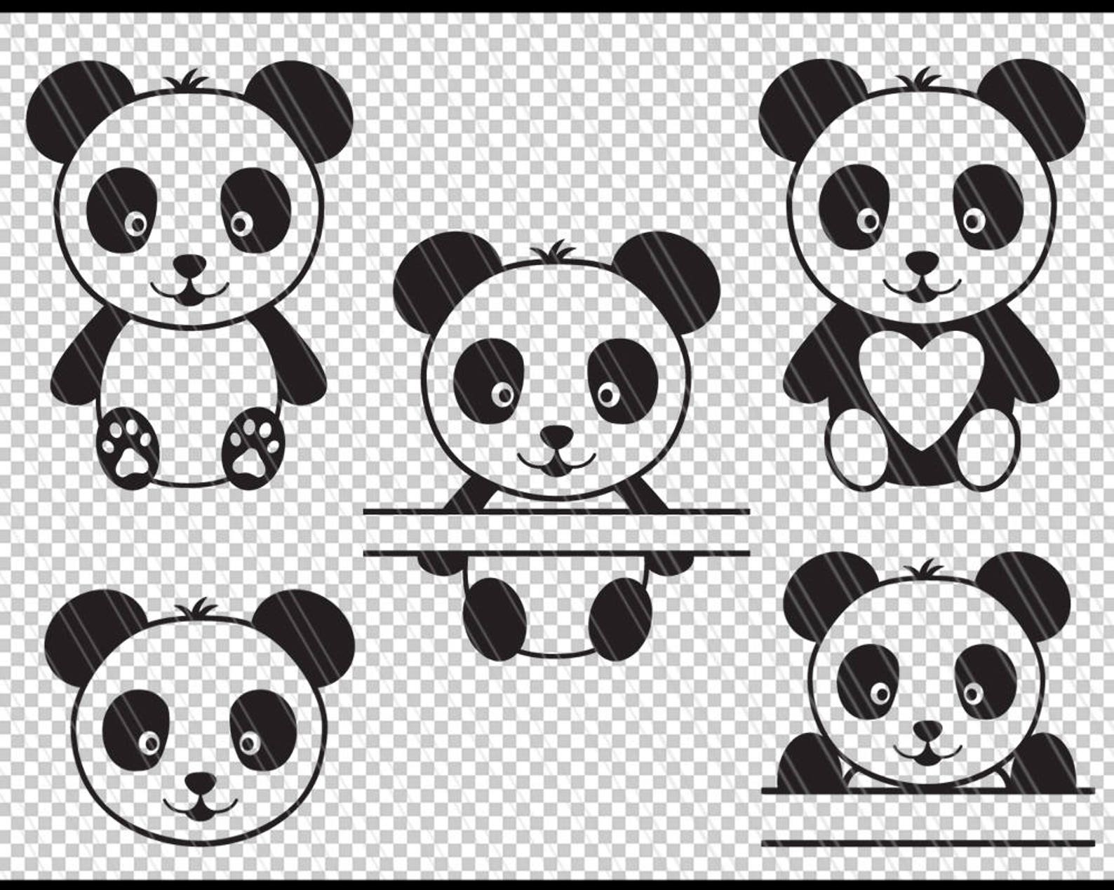 Panda SVG Baby Panda Svg Panda Monogram Svg Dxf Cut Files - Etsy UK