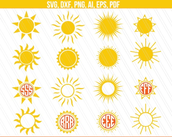 Sun SVG BUNDLE Summer Svg Sunlight Svg Sun Monogram Frame - Etsy Australia