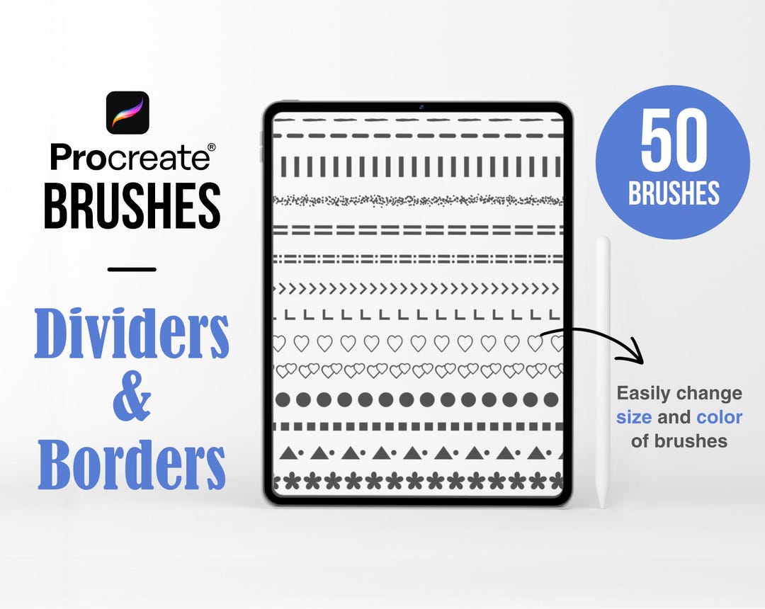 50 Border Brushes for Procreate |divider Brushes Procreate | Divider ...