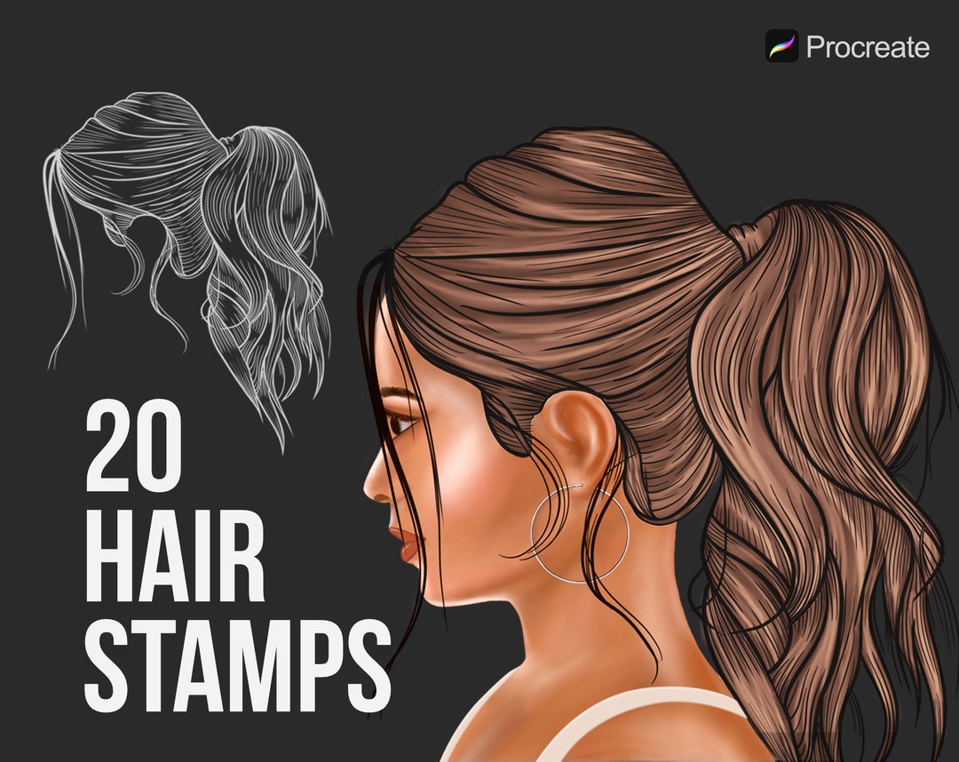 20 Hairstyle Stamp Brushes for Procreate, Procreate Brushes, Hairstyle ...