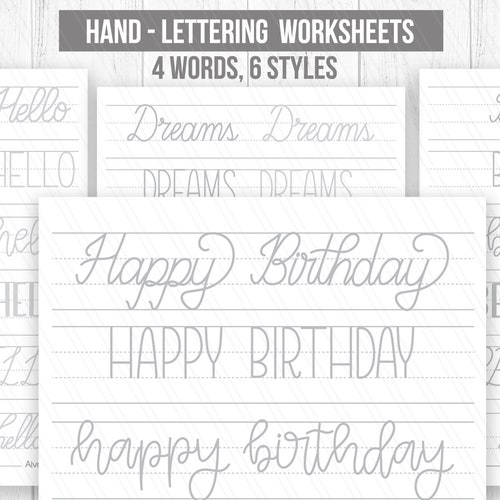 Hand Lettering Worksheets Handwriting Worksheets | Etsy
