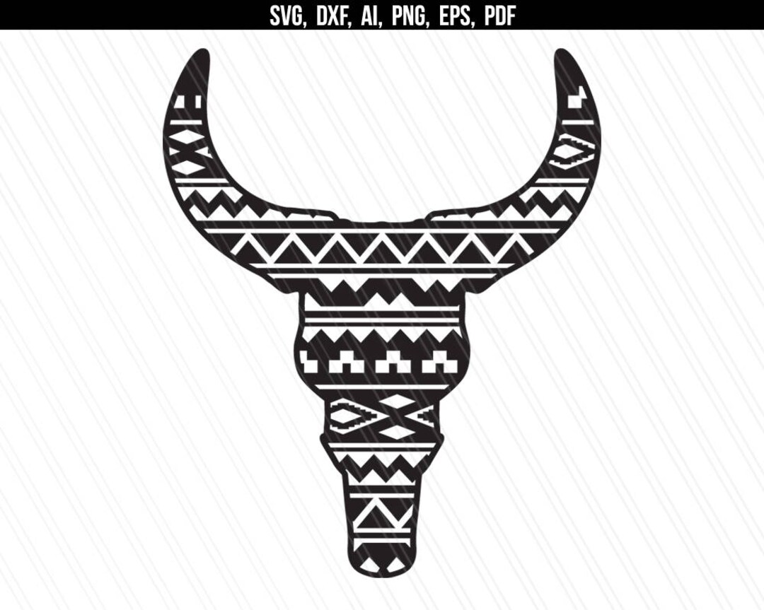 Cow Skull Aztec Svg Dxf, Bull Skull Aztec, Cow Skull Head Print, Cricut ...