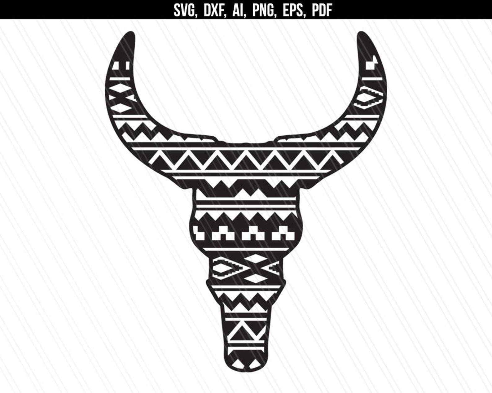 Cow Skull Aztec Svg Dxf Bull Skull Aztec Cow Skull Head - Etsy