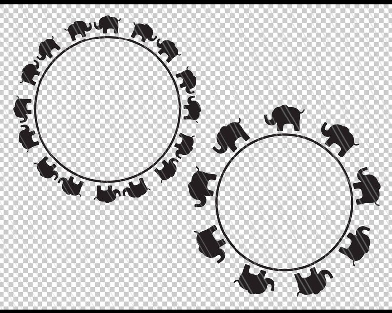 Elephant Circle Monogram Frame Svg, Dxf, Elephant Monogram Svg, Cricut ...