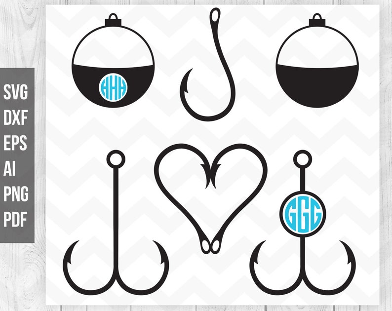 Fishing Bobber Svg, Fishing Hook Svg, Fishing Svg, Bobber Monogram Svg ...
