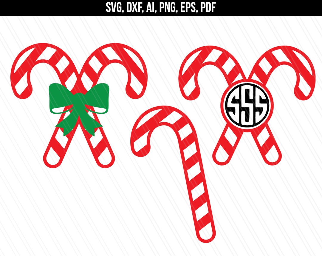 Candy Cane Monogram Svg, Candy Cane Svg, Christmas Monogram Svg ...
