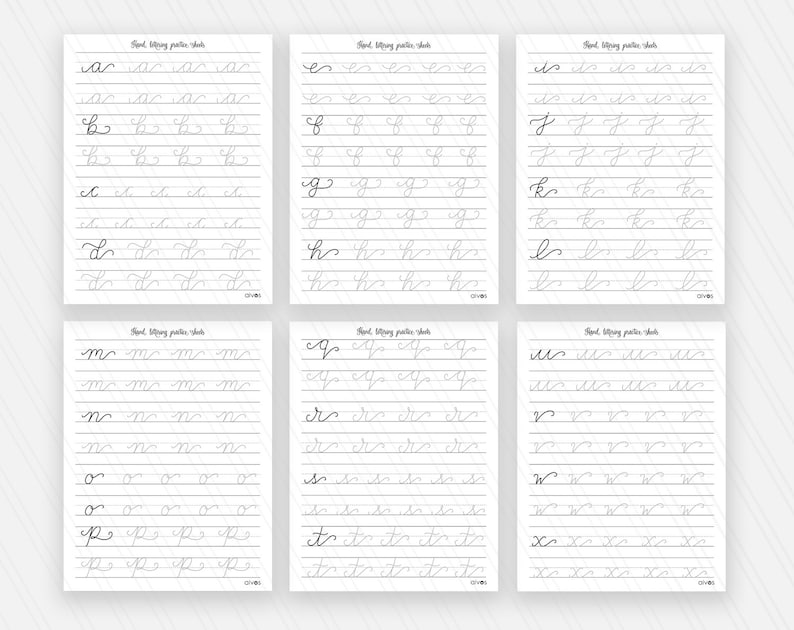 Hand Lettering Worksheets Script Monoline Flourishing - Etsy