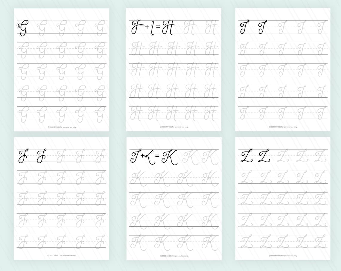 Calligraphy Practice Sheets Calligraphy Template Monoline | Etsy