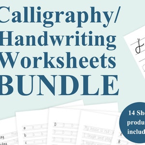 Calligraphy and Handwriting Worksheets Bundle, Hand Lettering Practice ...