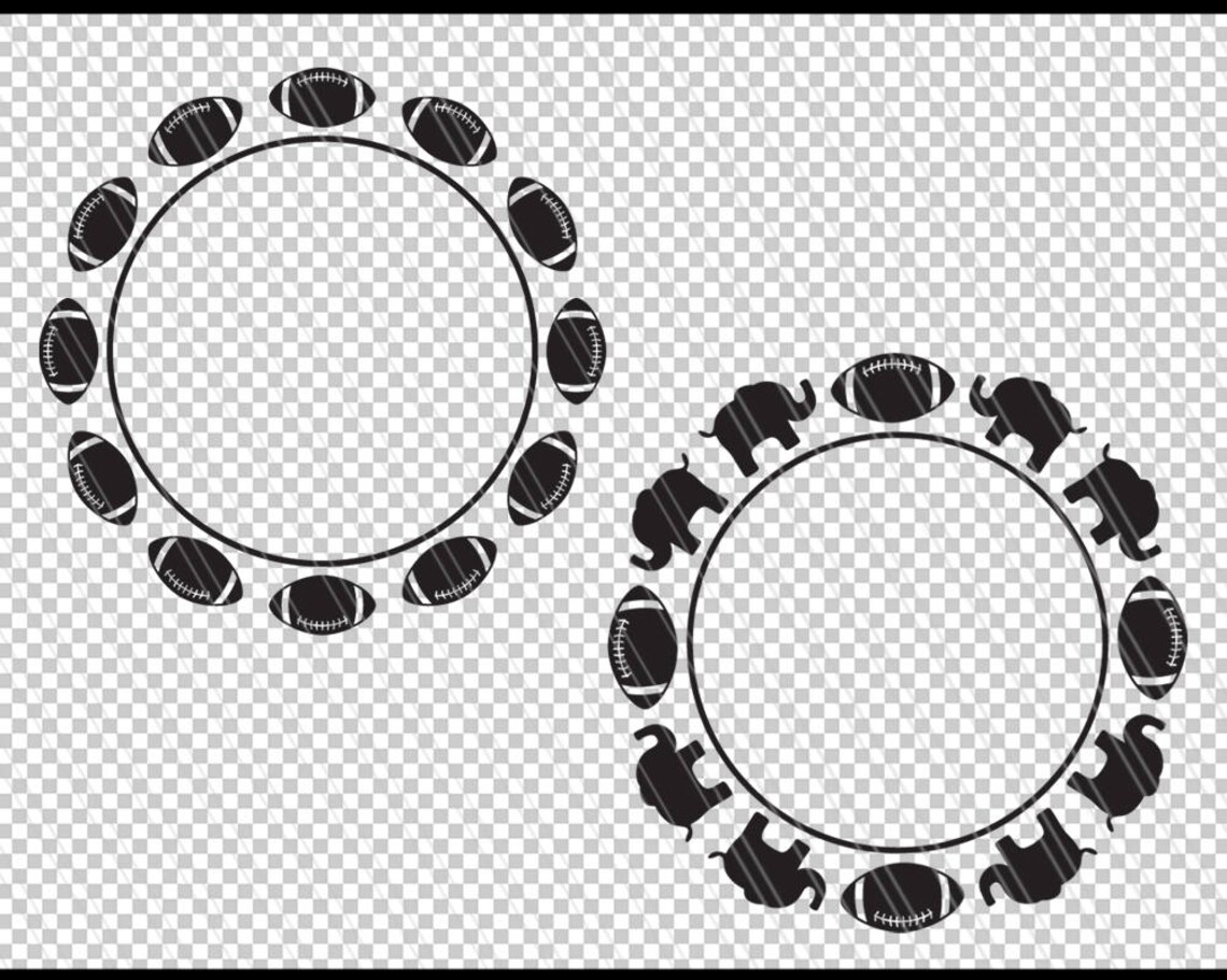 Football Circle Monogram Frame Svg, Football Elephant Monogram, Cricut ...