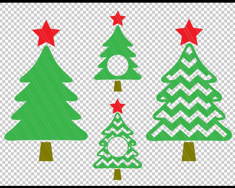 Christmas Tree Svg, Christmas Tree Monogram Frames Cut Files, Chevron ...