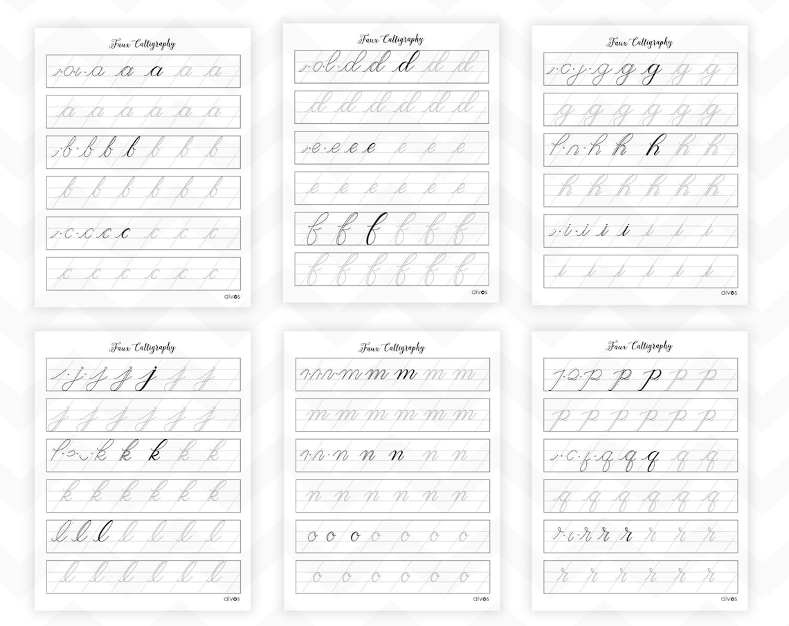 Hand Lettering Practice Sheetsfaux Calligraphy - Etsy