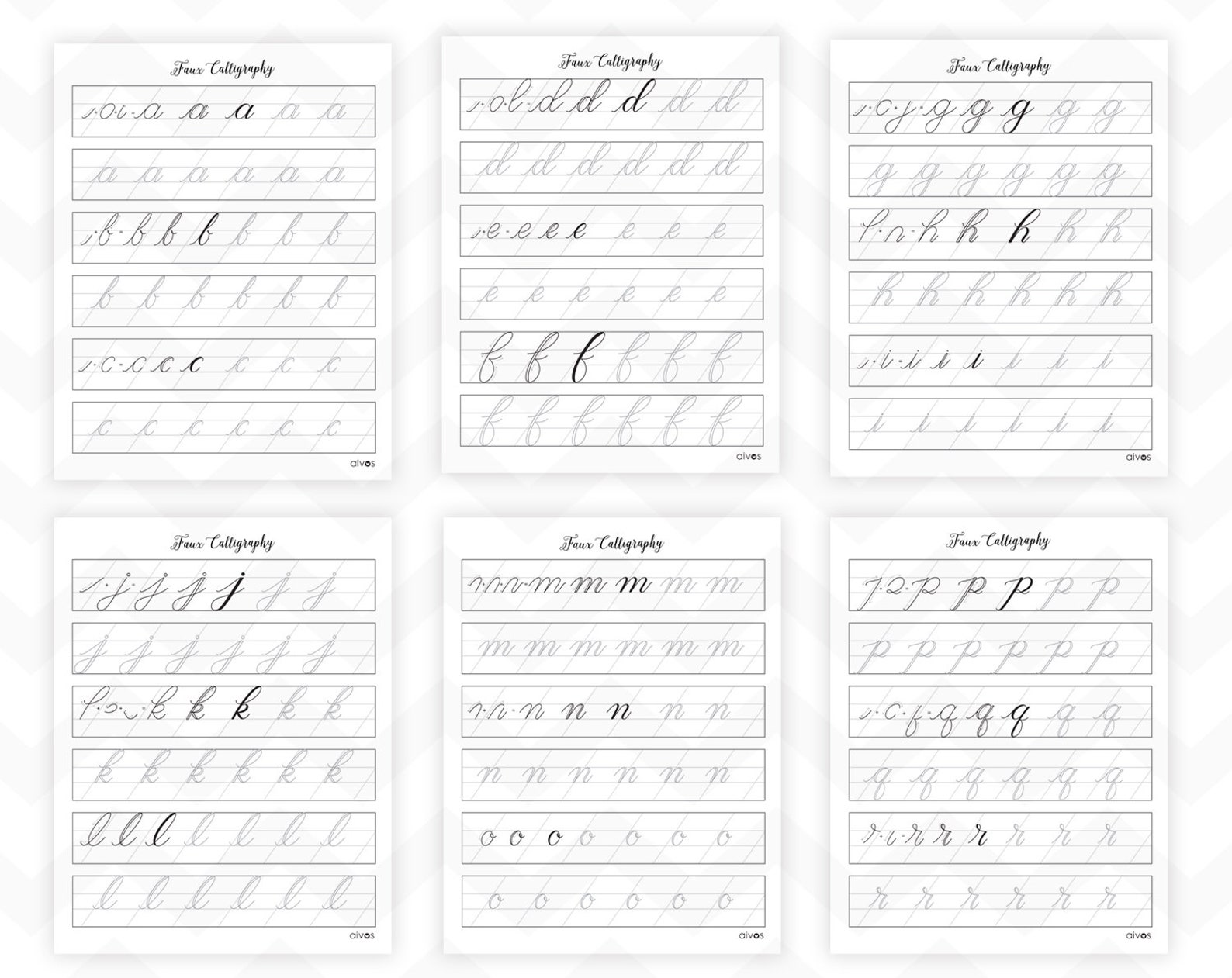 Hand Lettering Practice Sheetsfaux Calligraphy - Etsy