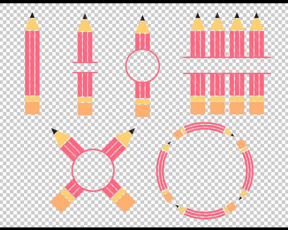 Pencil Monogram Svg School Svg Teacher Svg Dxf Cut Files | Etsy