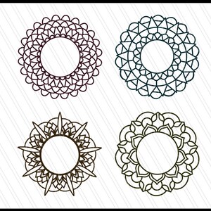 Mandala SVG Cutting File, DXF, Mandala Monogram Frames, Mandala Vector ...