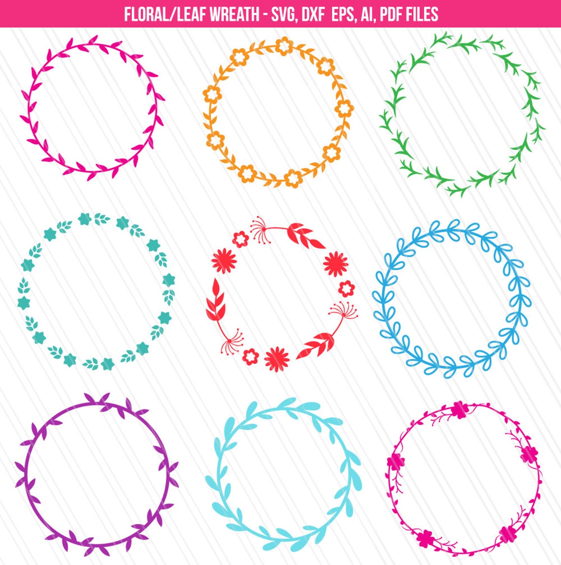 Wreath Svg Leaf Wreath Svg Floral Wreath Svg Floral Wreath - Etsy