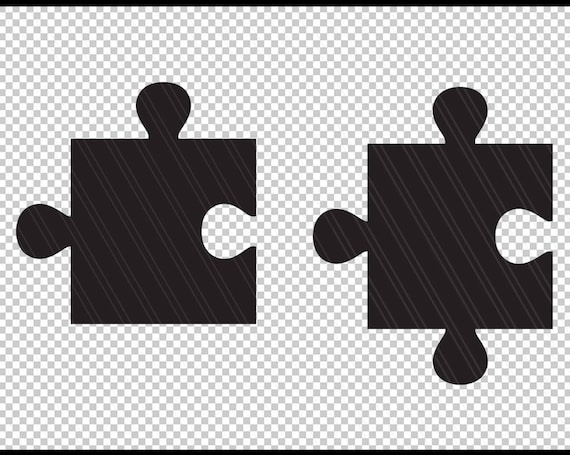 2 Puzzelstukjes Clipart Zwart Wit