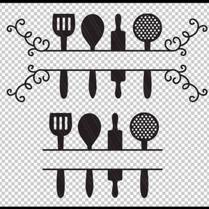 Split Kitchen Svg, Kitchen Monogram Svg,bakers Svg, Cookware Svg ...
