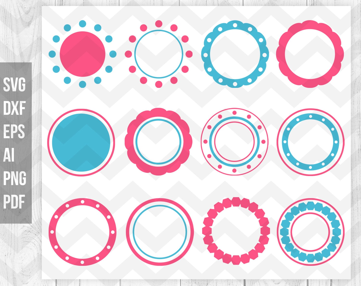 Circle Monogram Frame SVG Monogram Frame Cut Files Circular - Etsy