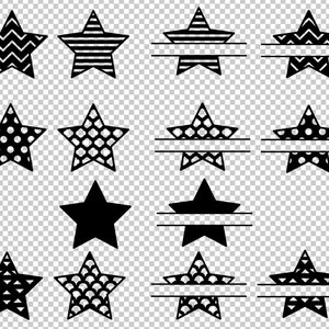 Star SVG, Star Clipart, Patterned Star Svg, Split Monogram Svg ...