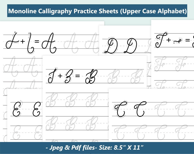 Calligraphy and Handwriting Worksheets Bundle, Hand Lettering Practice ...