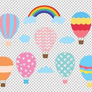 Hot Air Balloon SVG, Rainbow Svg, Clouds Svg, Hot Air Balloon Clip Art ...