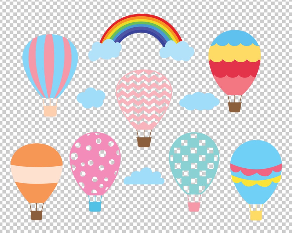 Hot Air Balloon SVG, Rainbow Svg, Clouds Svg, Hot Air Balloon Clip Art ...