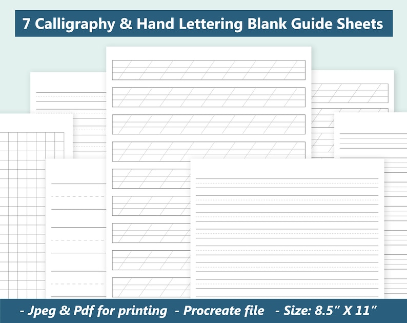 Calligraphy Hand Lettering Guide Sheetsprocreate Blank Guide - Etsy