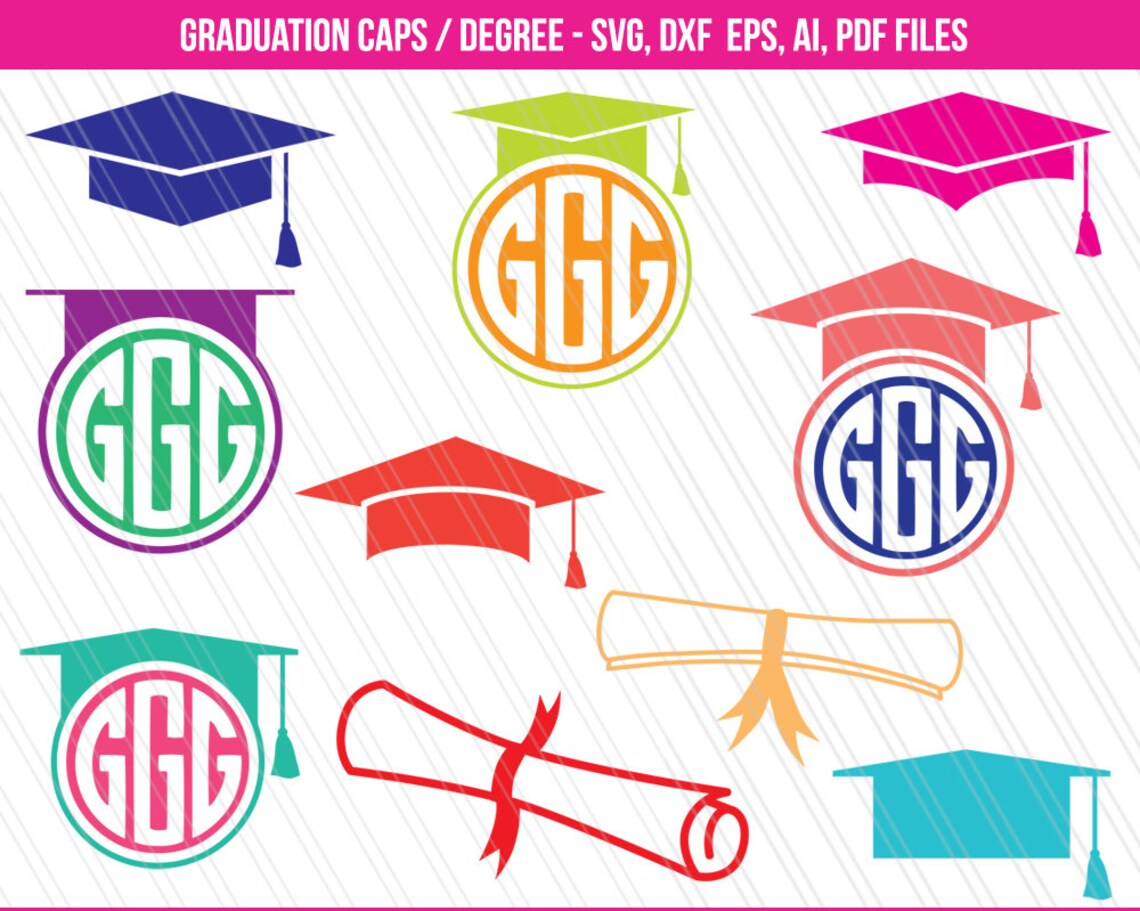Graduation Hat Svg Graduation Cap Monogram Graduation Cap | Etsy
