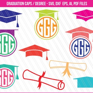Graduation Hat Svg Graduation Cap Monogram Graduation Cap | Etsy