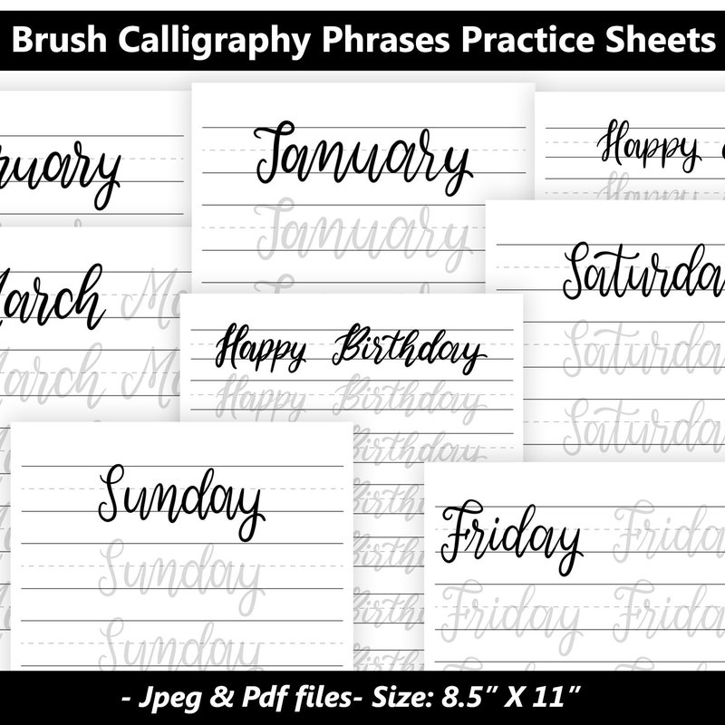 Calligraphy Practice Sheets - Etsy