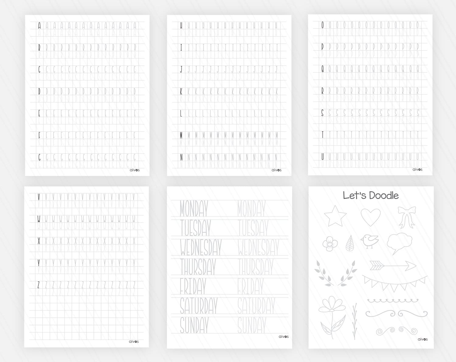 Beginner Hand Lettering Worksheets Tall Letters Worksheets - Etsy