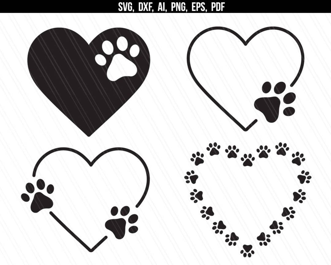 Hondenpoot met hart svg Pootafdruk svg Hond svg Hart svg - Etsy België