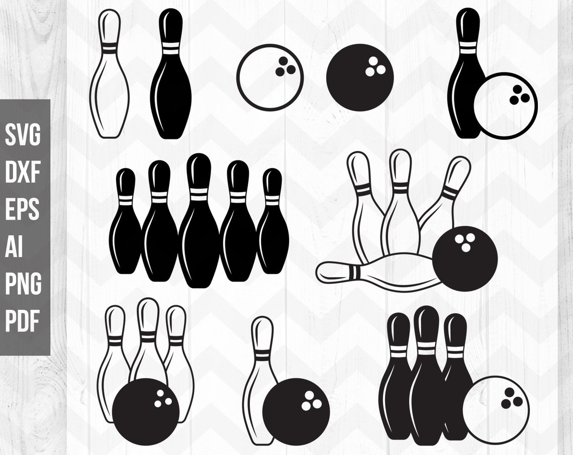 Bowling Svg Bowling Bowling Clipart Ball and Pins Bowling - Etsy