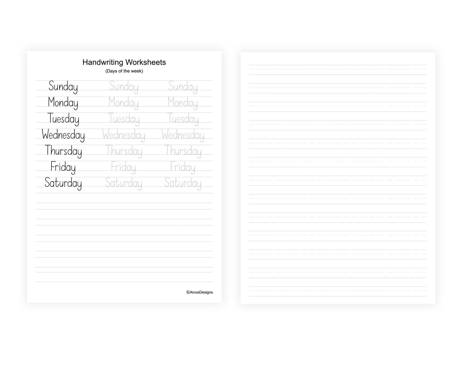 Hand Writing Worksheets English Writing Practice - Etsy