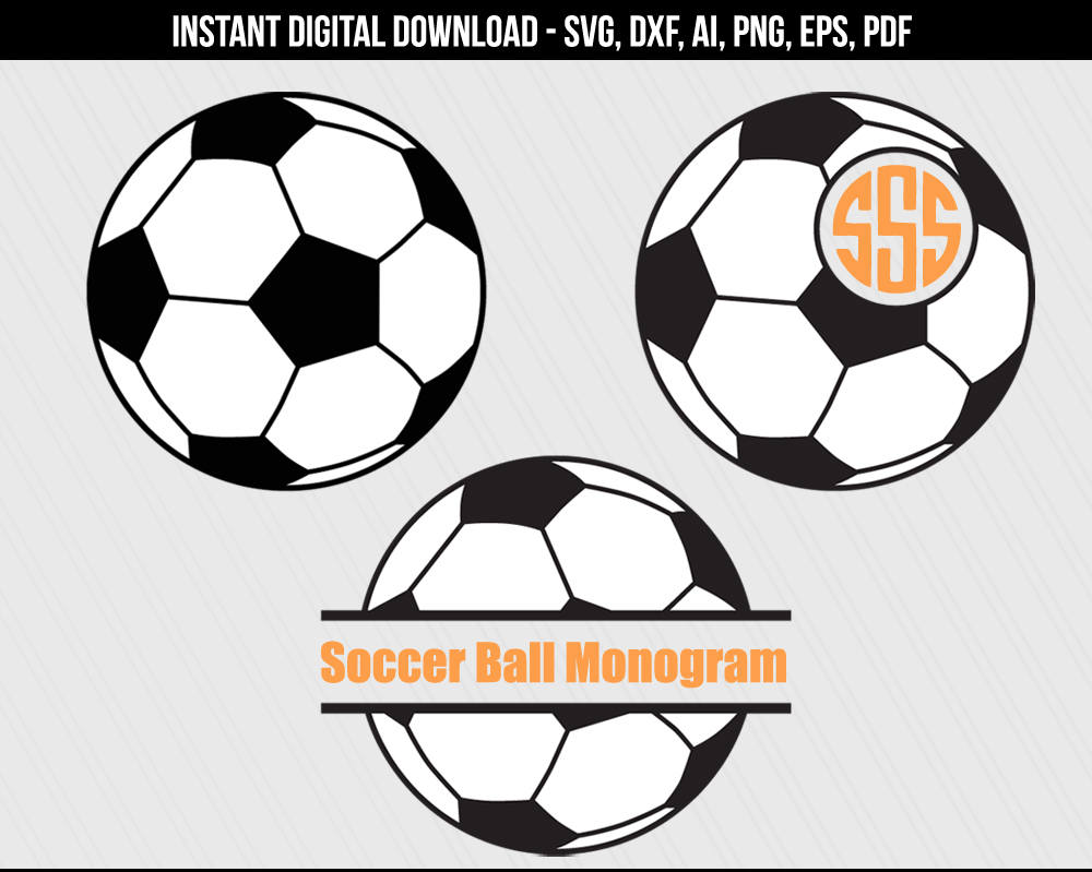 Soccerball svg Soccer ball monogram frame svg cut files | Etsy