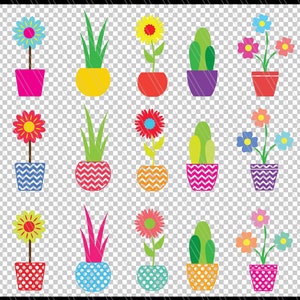 Flower Pot SVG Cutting Files, DXF, Flowers Clipart , Plants Clipart ...