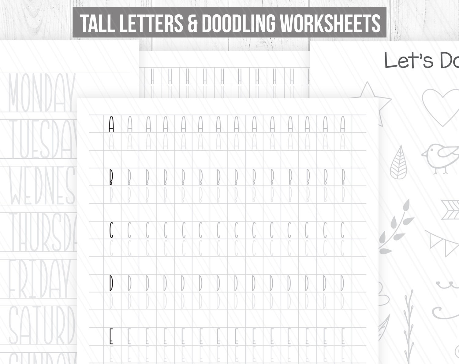 Beginner Hand Lettering Worksheets Tall Letters Worksheets - Etsy