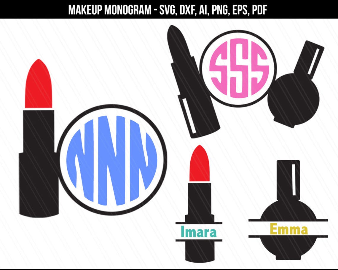 Lipstick Monogram Svg,makeup Svg, Makeup Monogram Cutting Files, Makeup ...
